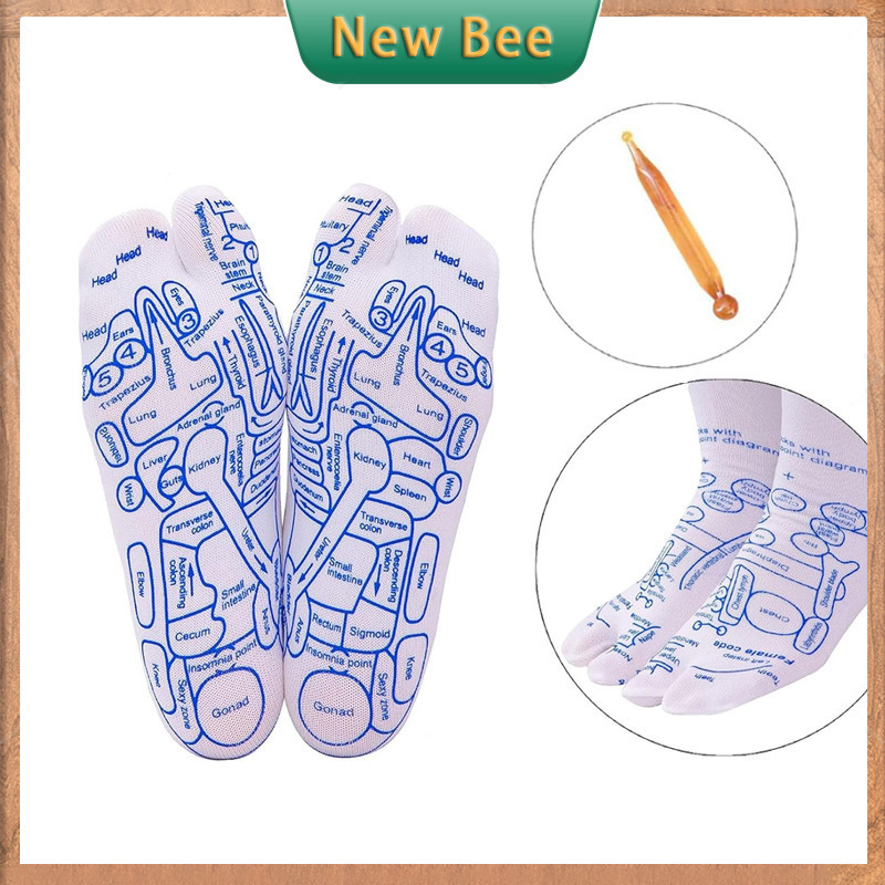 Foot Massage Acupoint Illustrated Socks Reusable Foot Pressure Point ...