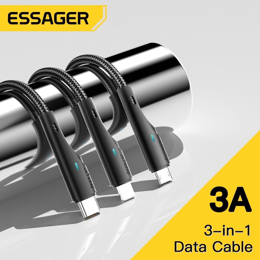 [Value Choice] Essager 3 In 1 Braided Nylon Cable Fast Charging Cable ...