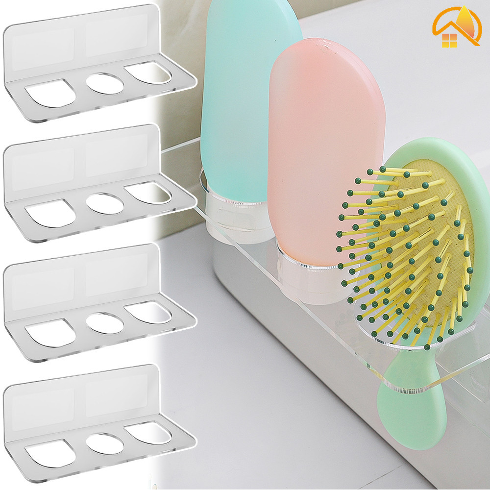 Transparent Acrylic 3-Grids Wall Mounted Comb Storage Rack - Self ...