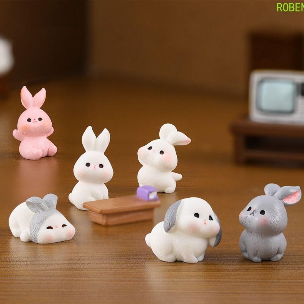 ROBEN Rabbit Ornaments, DIY Mini Resin Rabbit Model, Funny Cartoon ...