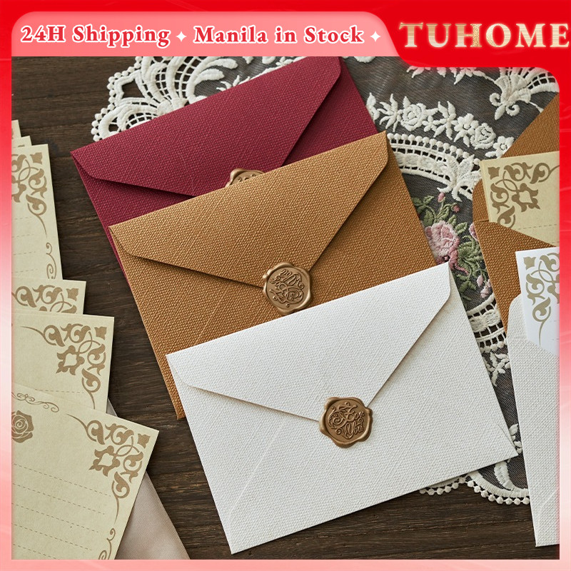 5PCS Vintage Linen Envelopes Solid Thick Textured Envelope Romantic ...
