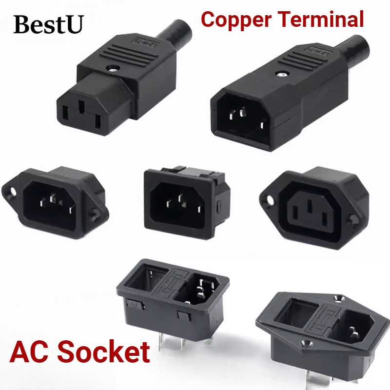 IEC320 10A 220V Docking Plug AC Socket Pure Copper Connector Rewirable ...