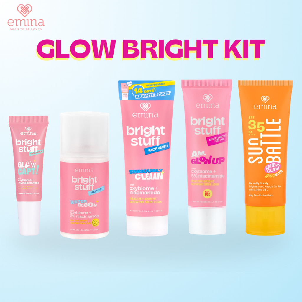 Najmia 2 - Emina Glow Bright Kit I Face Wash, Serum, Moist Cream, Toner ...