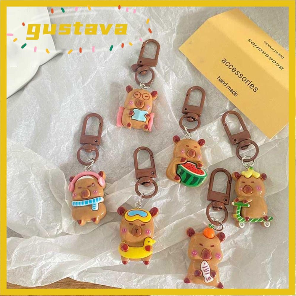 GUSTAVA Keyring, Cartoon Kawaii Capybara Keychain, Aqua Dolphin ...