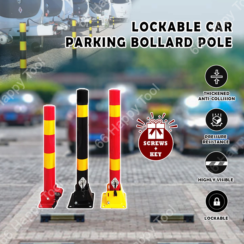 Parking Barrier Pole Vehicle Security Car Bollard Safety Post Lock ...