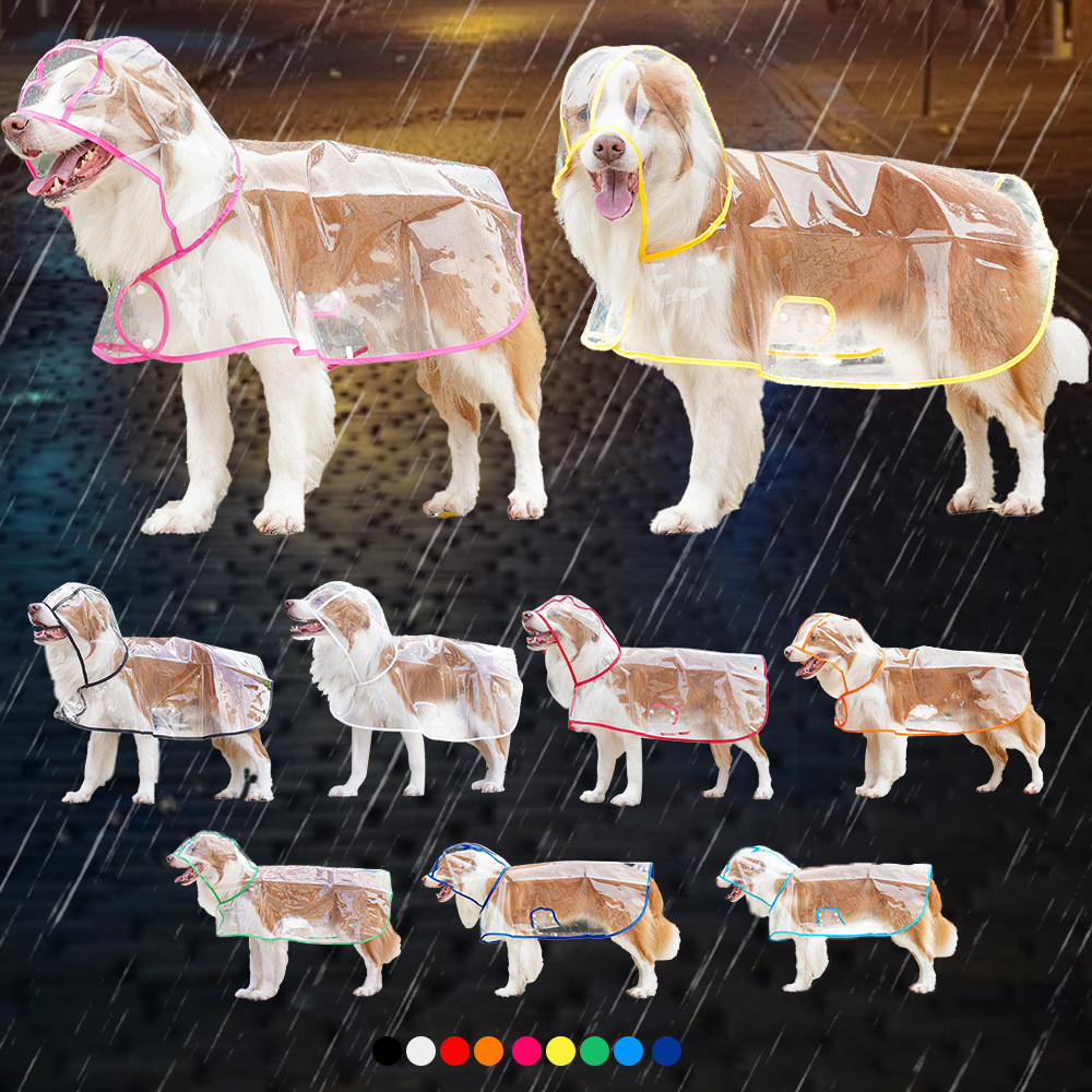 Pet Big Dog Transparent Outdoor Raincoat Golden Retriever Labrador ...