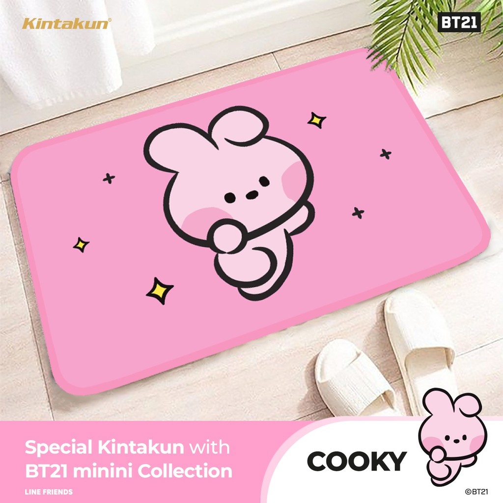 New!! BT21 Square Mat 40x60 cm Motif Koya Minini Chimmy Minini Cooky ...