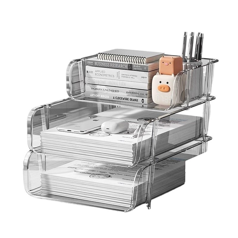 Transparent Desktop File Storage Rack Bookshelf Book Table Storage Rack ...