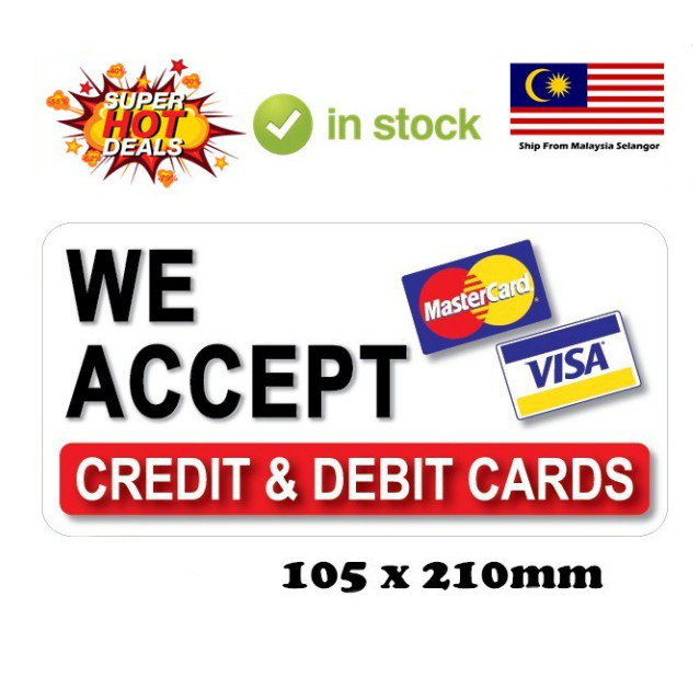 AGM 105x210mm We Accept Credit & Debit Cards Master Visa Pvc Sign ...