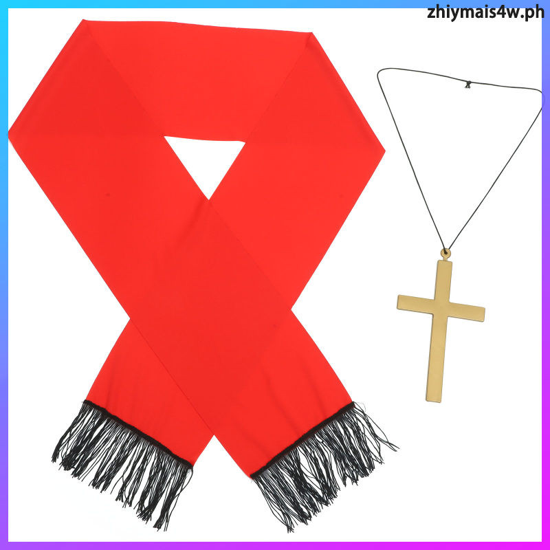 Priest Costume Pastor Stole Halloween Props Nun Scarf Set Clothes ...