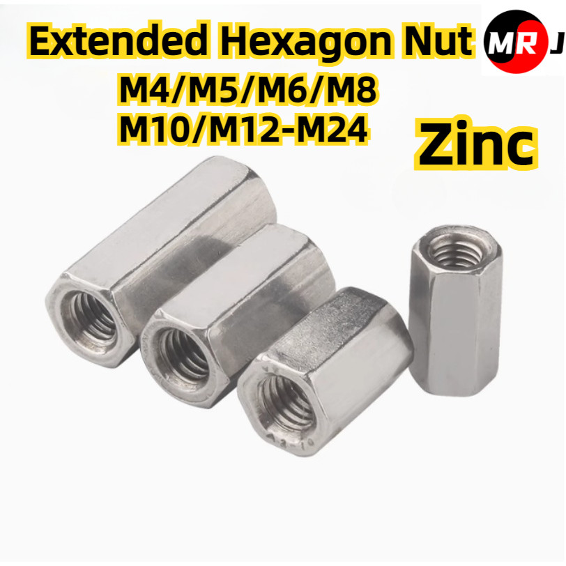 [MRJ] Galvanized Extended Hex Nut M4/M5/M6/M8/M10/M12-M24 Hex Threaded ...