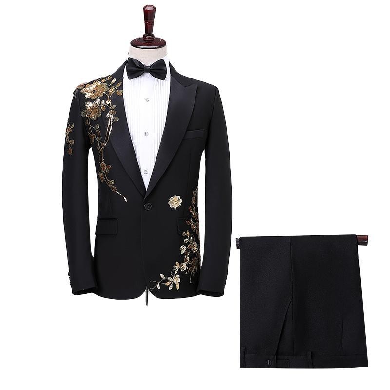 Performance Costume Male Singer Slim-fit Suit Suit Men's Ceremonial ...