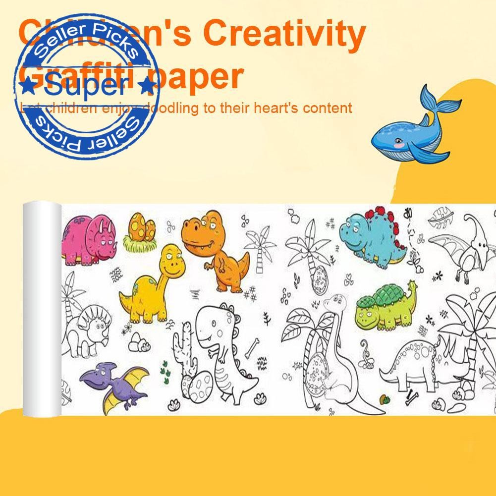 30*90cm Kids Drawing Coloring Paper Roll Diy Paper Crayons Painting 12 ...