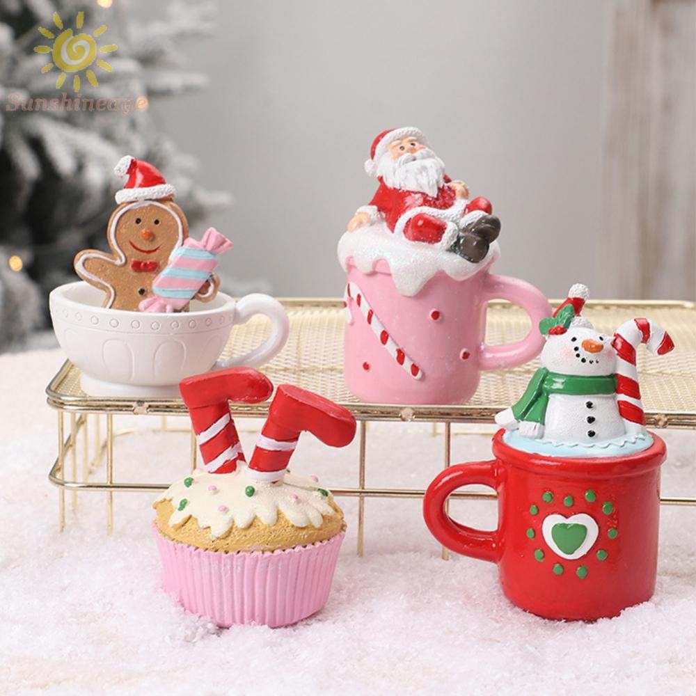 Miniature Figurines Santa Claus Snowman Christmas Tree Gifts Resin ...