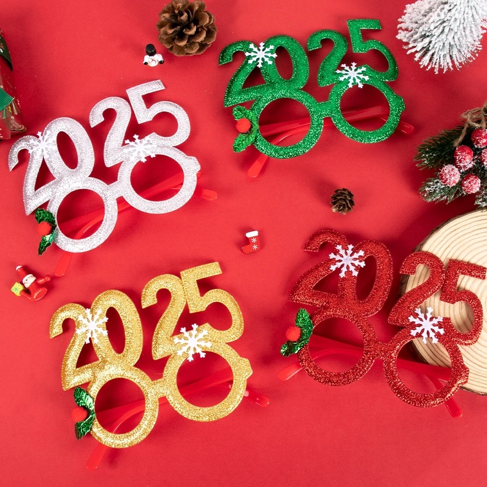 Christmas photo props 2025 glasses frame children adult New Year ...