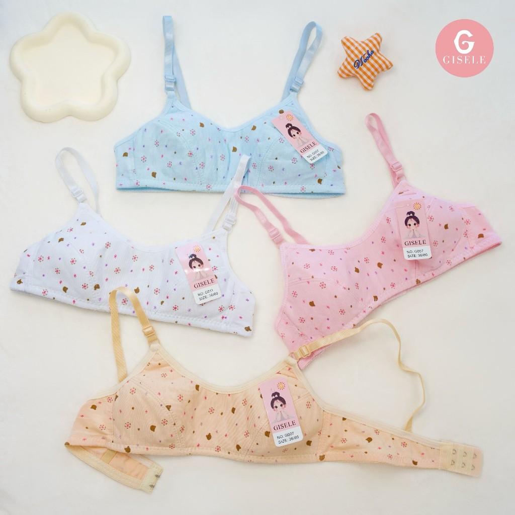 3pcs. Baby Bra Cotton Comfortable Adjustable Student Bra Non-Wired Kids ...