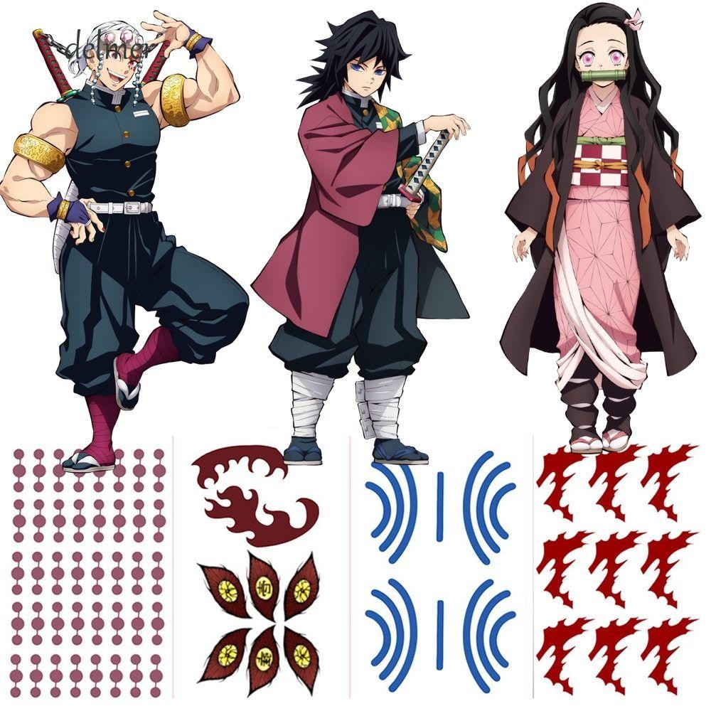 DELMER Temporary Tattoo Stickers Disposable Kamado Tanjiro Nezuko Demon ...