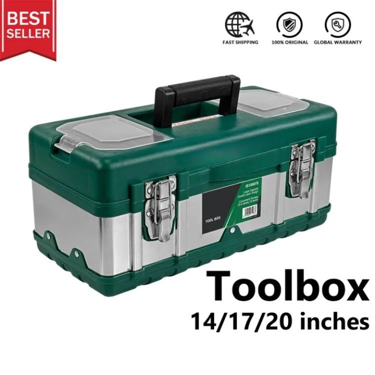 14/17/19 Inch Tool Box Suitcase Stainless Steel Toolbox Multifunctional ...