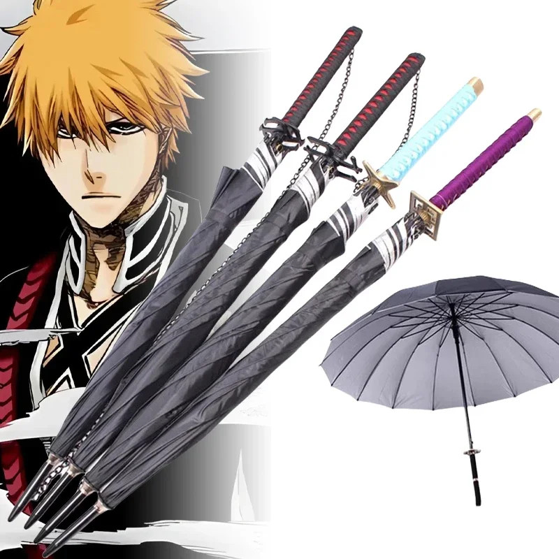 Kurosaki Ichigo Katana Umbrella Long UV Blocking Black Parasol Anime ...