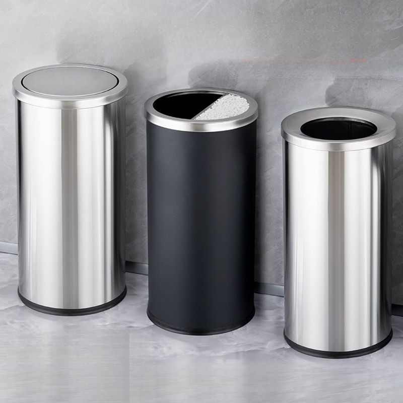 Hong Kong-Style Dustbin Stainless Steel Outdoor Vertical Trash Can ...