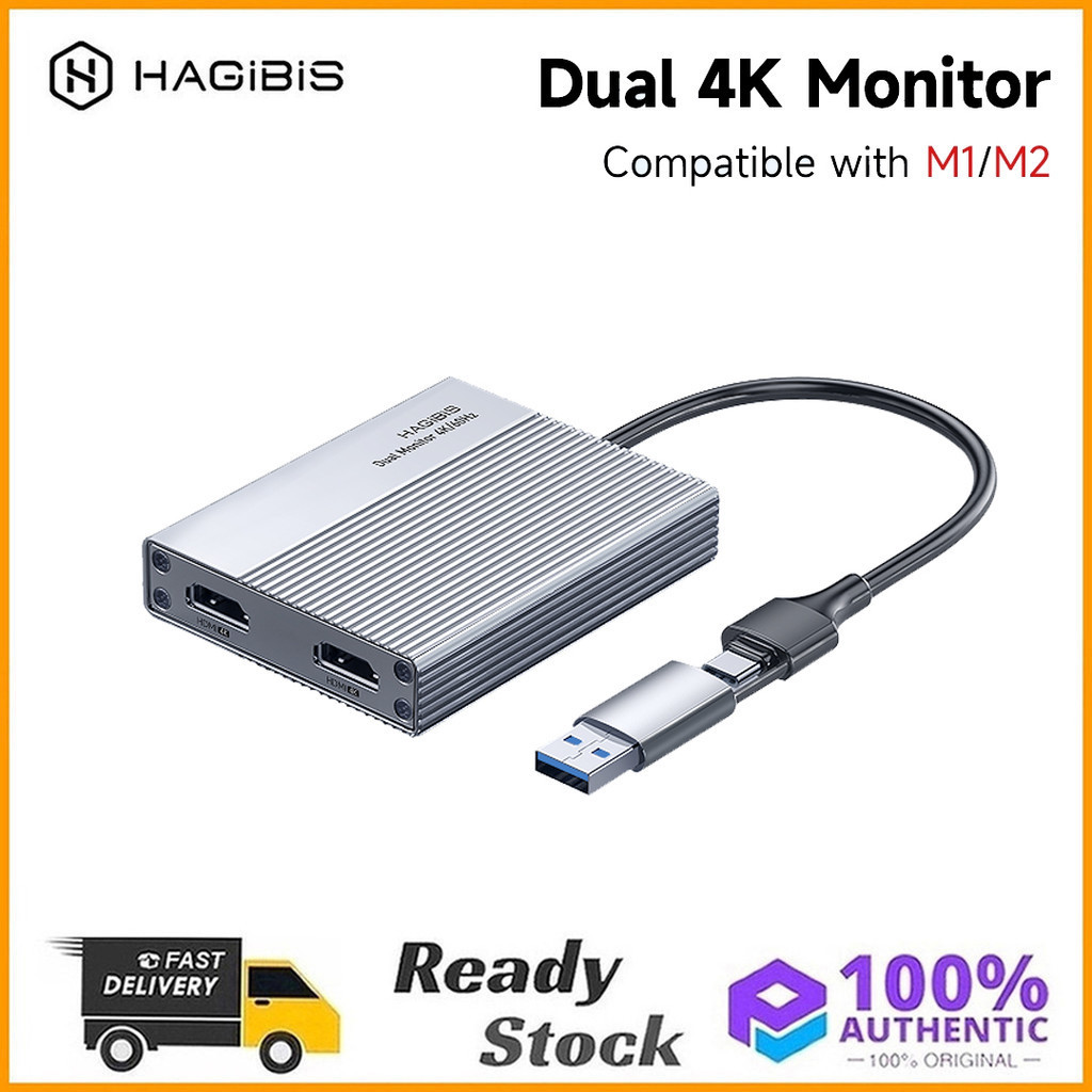 Hagibis Dual HDMI Adapter For Apple M1/2 Chip USB C/USB 3.0 To Dual ...
