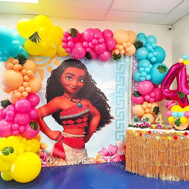 Moana Theme Balloons Garland Arch Kit Pink Number Moana Princess ...
