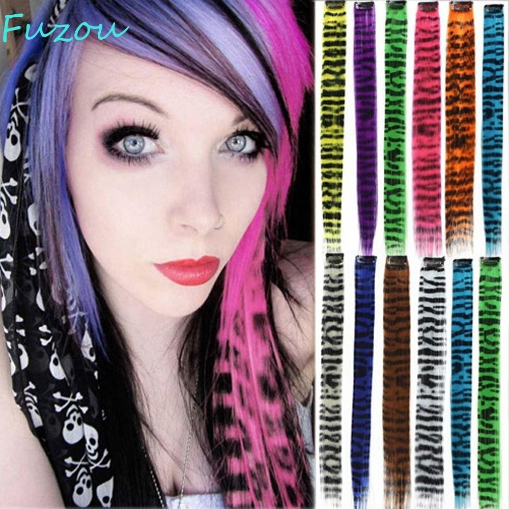 FUZOU 2Pcs Feather Hair Extensions, Leopard Rainbow Long Straight ...