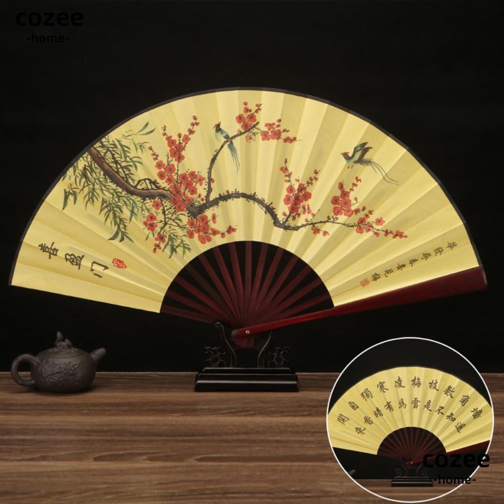 COZEE 33.33CM Folding Fan, Ancient Summer Hand Fan, Wooden Handle Cool ...