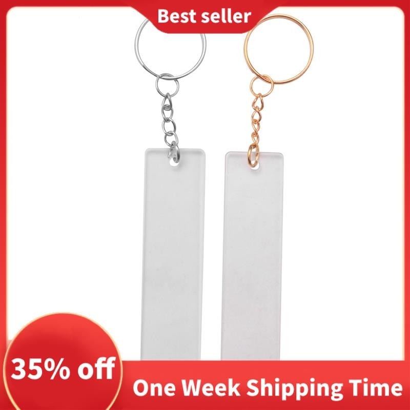 Available 150Pcs Acrylic Keychain Blank with Rings for Vinyl, Clear Key ...
