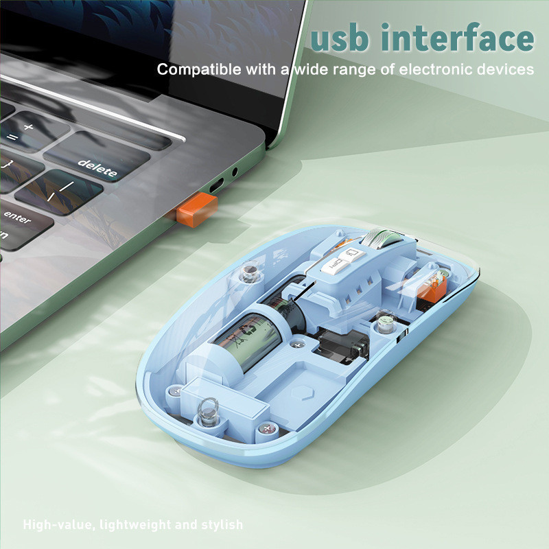 2.4G Bluetooth Wireless Mouse LED Battery Display Type C Mute Button ...