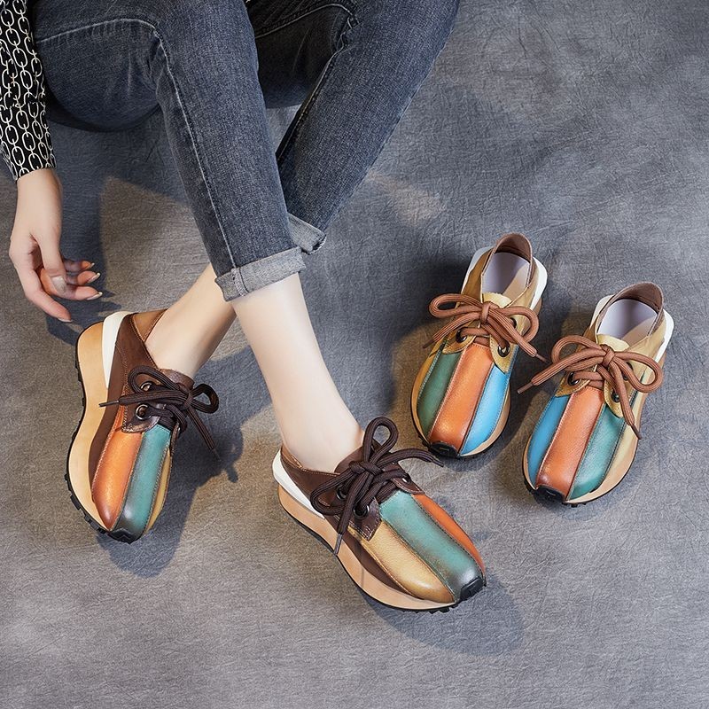 Spring Autumn Single Toe Layer Cowhide Four Seasons Shoes Color ...