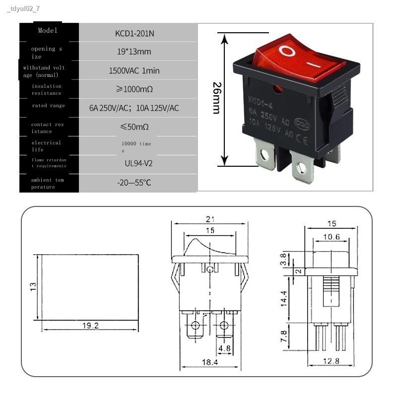 Ship type switch power switch KCD1-201N led light voltage 24v 220v ...