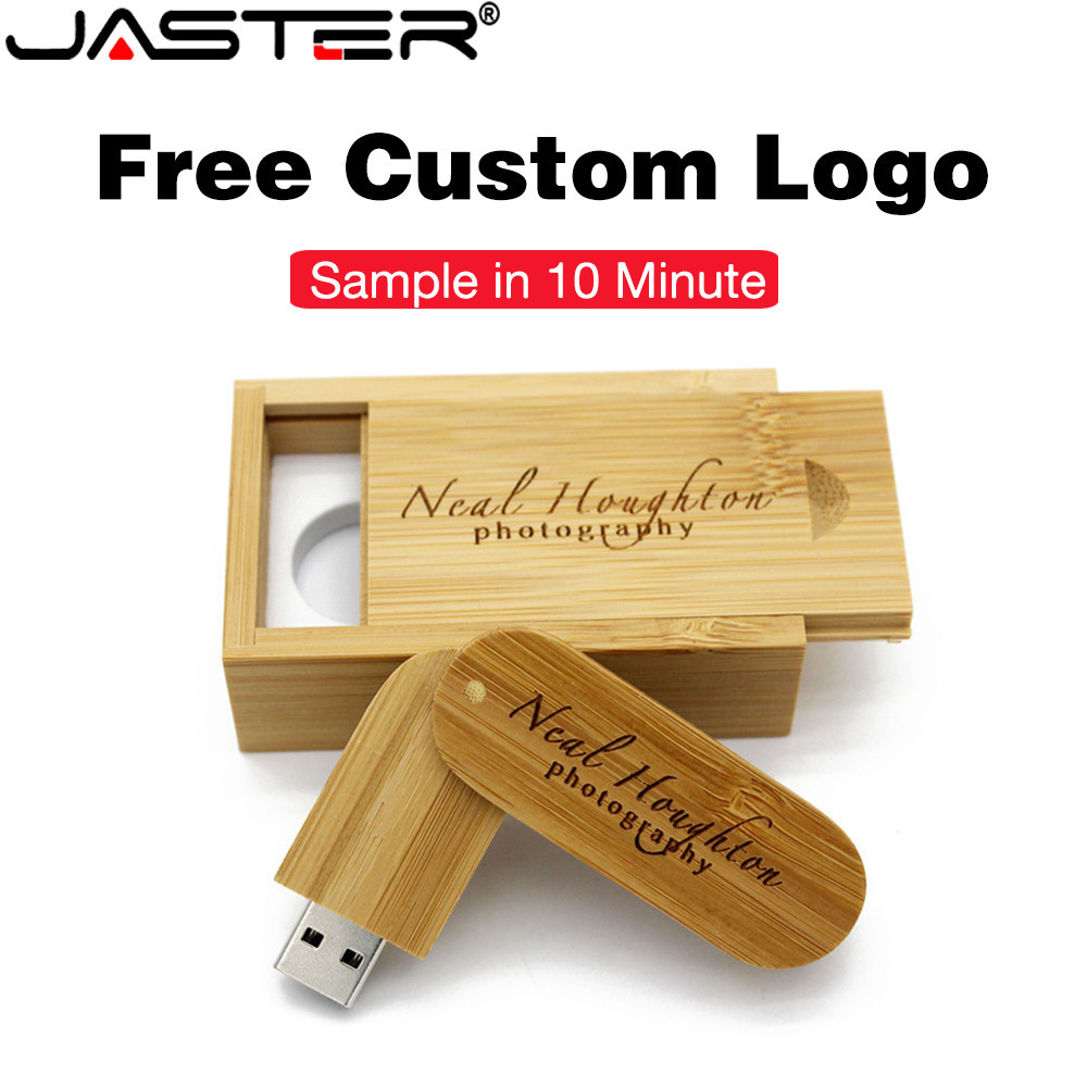 JASTER High Speed 3.0 Flash Drive 128GB Wood Round Box +USB Pendrive ...