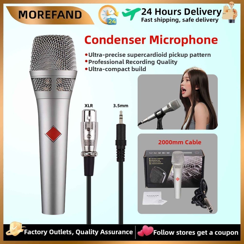 Professional Wireless Microphone UHF Handheld Rechargeable Dynamic ...