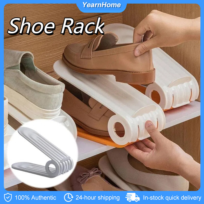Double Layer Shoe Rack Adjustable Shoe Holder Save Space Footwear ...