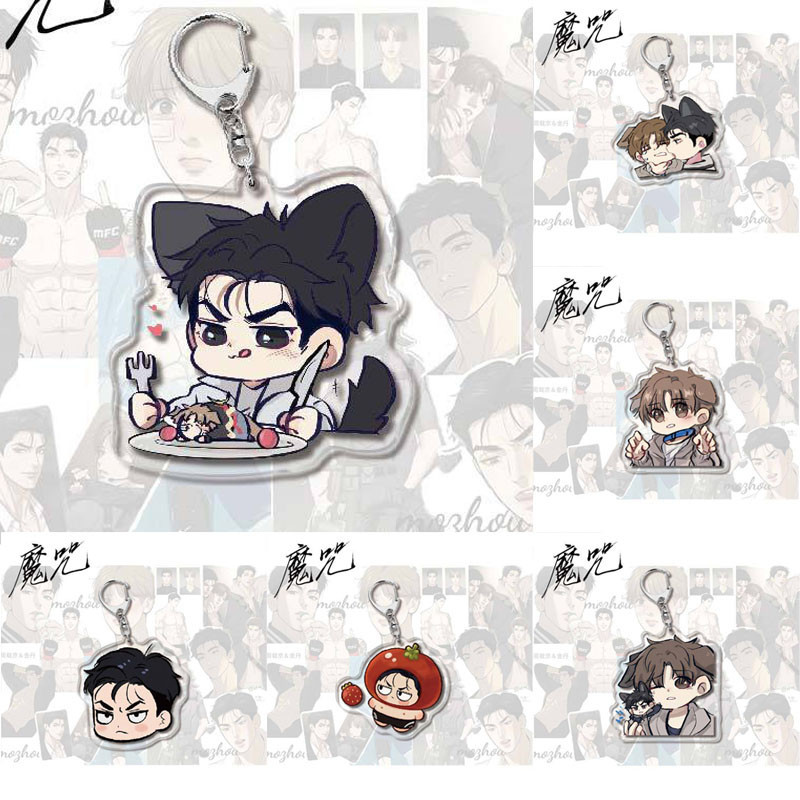 BL Anime Mo Zhou Acrylic Keychain Cartoon Figure Boys Couple Manga ...