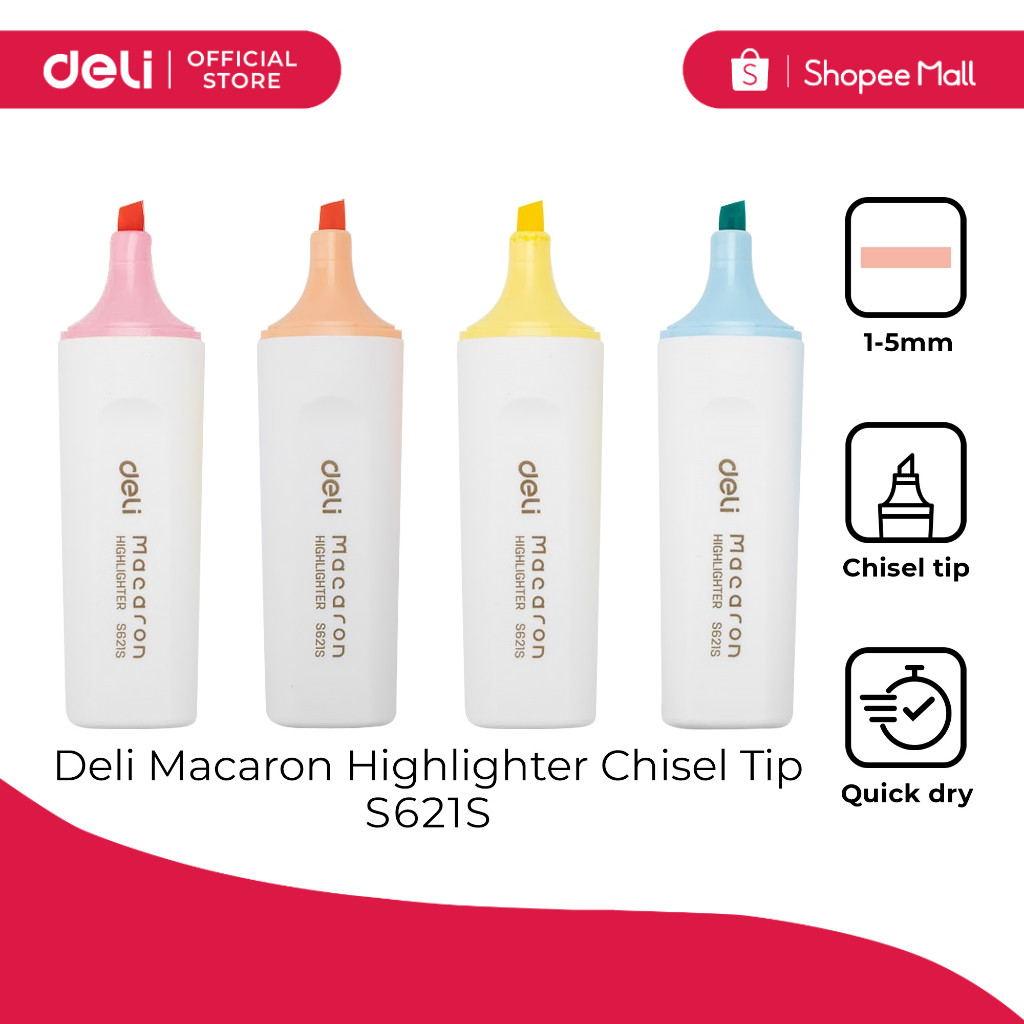 Deli S621S Macaron Highlighter Chisel Tip | Shopee Philippines