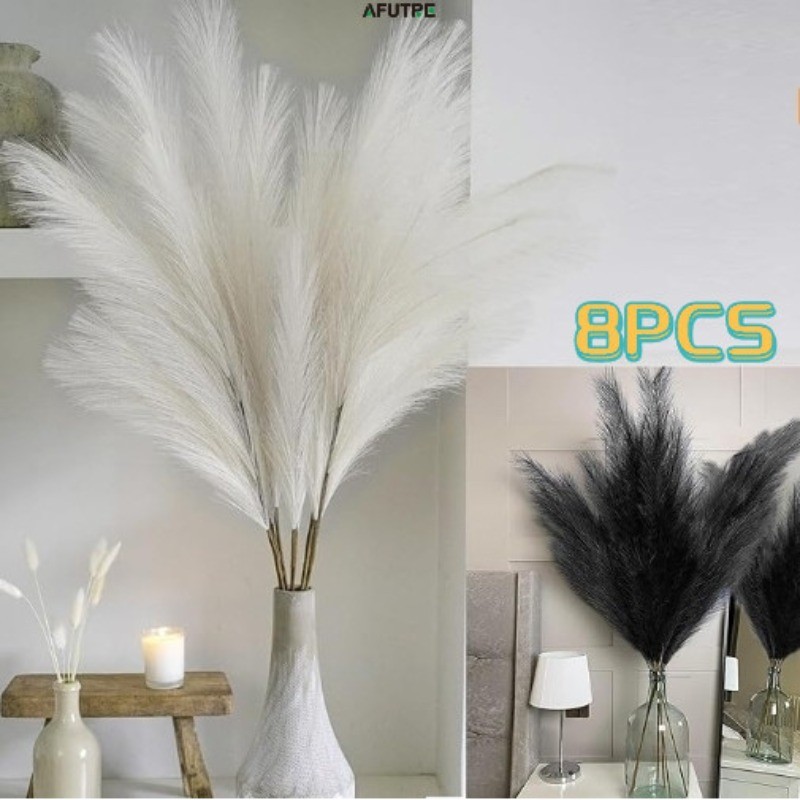 Afutre 8pcs Faux Pampas Grass Beige 97cm Fake Pompous Grass Decor ...