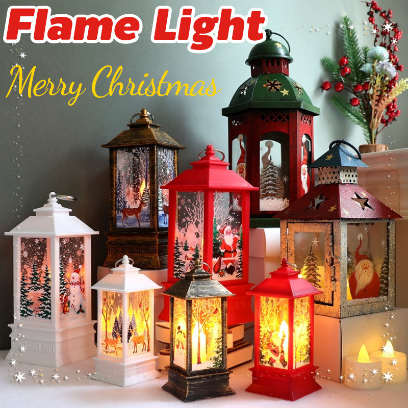 Christmas Flame Light Hanging Lantern Exquisite Santa Claus Windproof ...