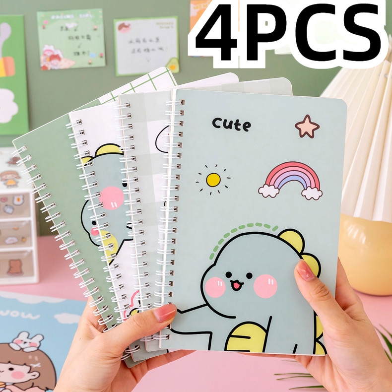 4 pcs Notebook A5 Cartoon Spring Notebook Portable Coil Notepad Student ...