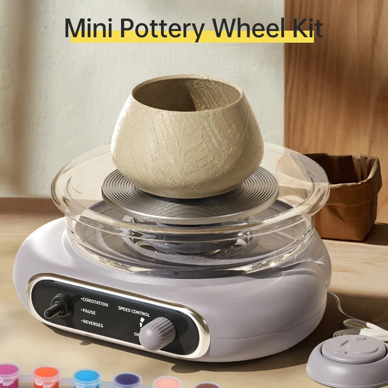 Mini Pottery Wheel Kit Pottery Clay Art 4.7" Turntable Electric Pottery ...