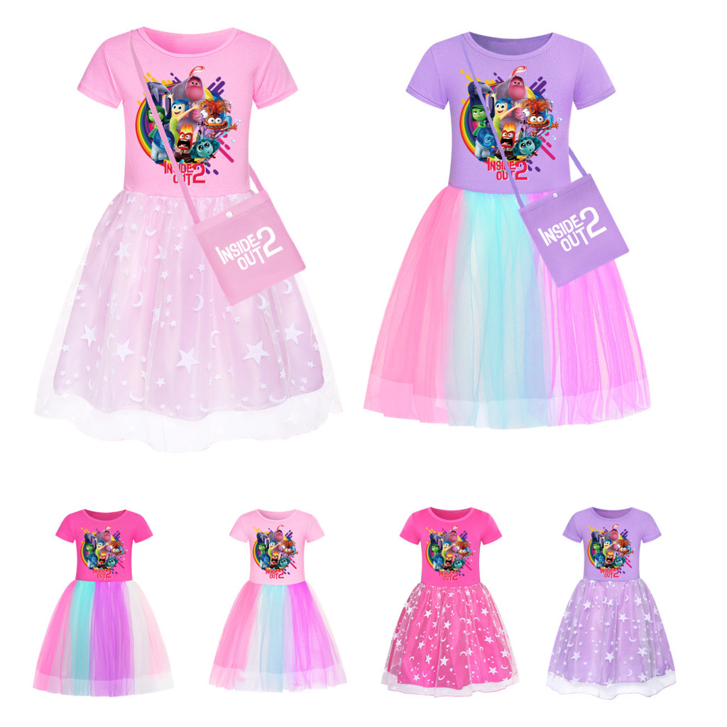 inside out 2 Dress For Kids 3-12Years old Birthday Sleeveless Floral ...