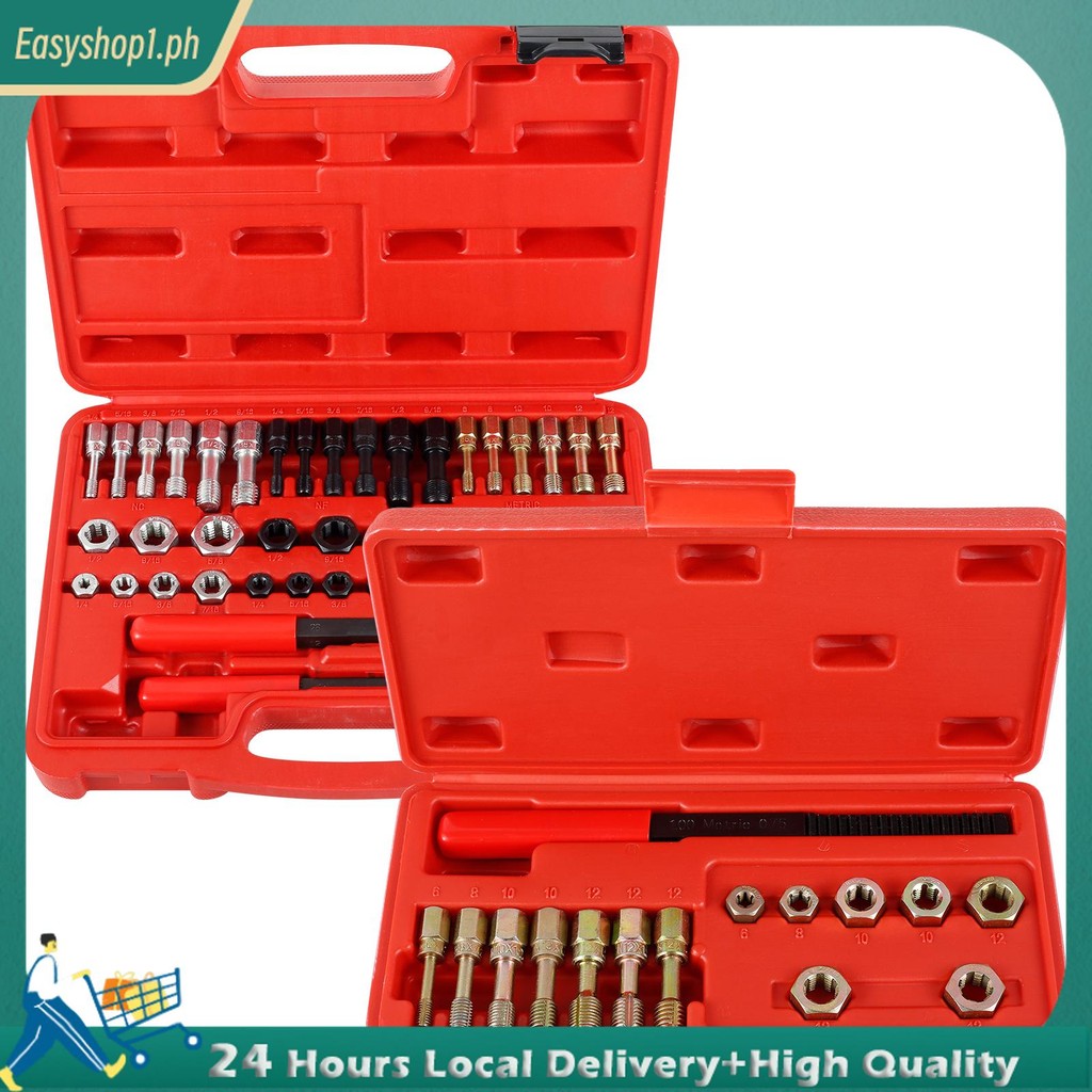 15/42Pcs Thread Restorer Kit Car Rethreading Repair Tool Set UNC/UNF ...