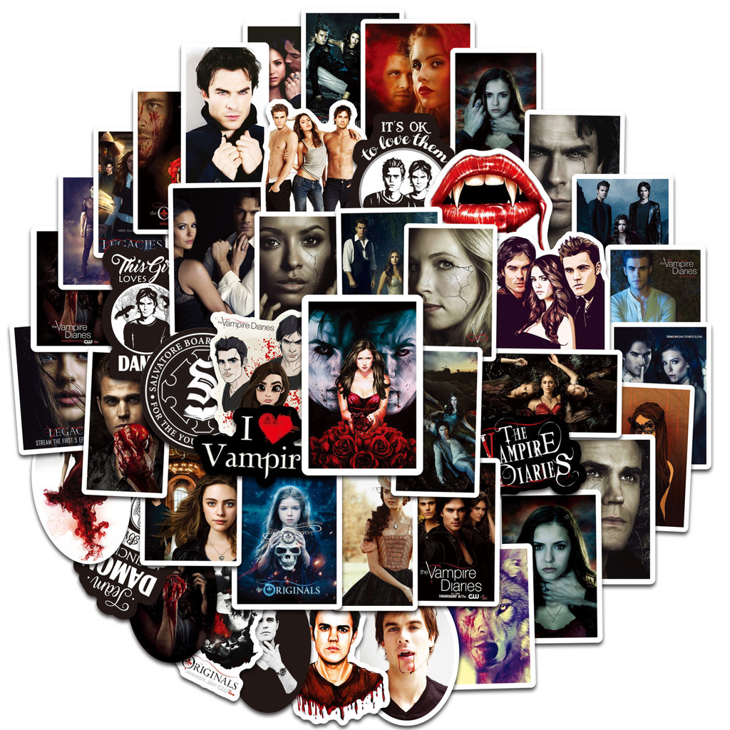 50Pcs/Set The Vampire Diaries Series 02 Stickers DIY Fashion Waterproof ...