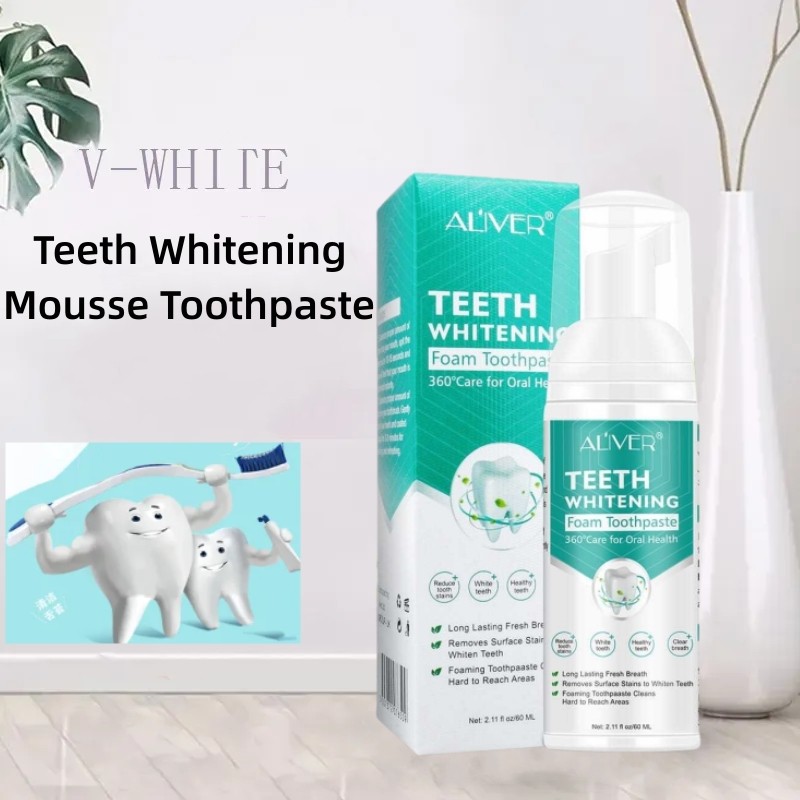 ALIVER Teeth Whitening Mousse Toothpaste Remove Plaque Oral Odor ...