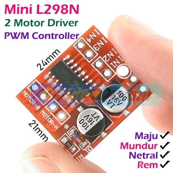 Or99 Mini Driver 2 Motor L298N PWM Controller Forward Reverse Dynamo ...