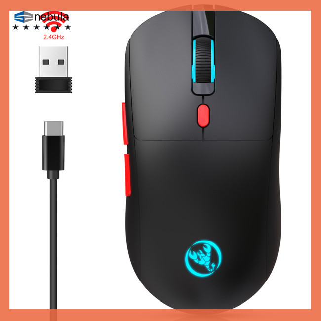 NEB T20 2.4G Wireless Gaming Mouse 7-Color Backlit Ergonomic Mouse 3600 ...