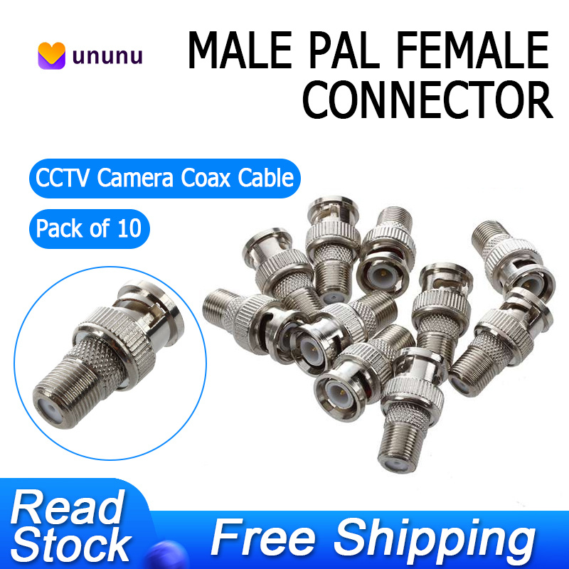 PP+BNC Male to F Female CCTV Camera Coax Cable Connector (Pack of 10 ...