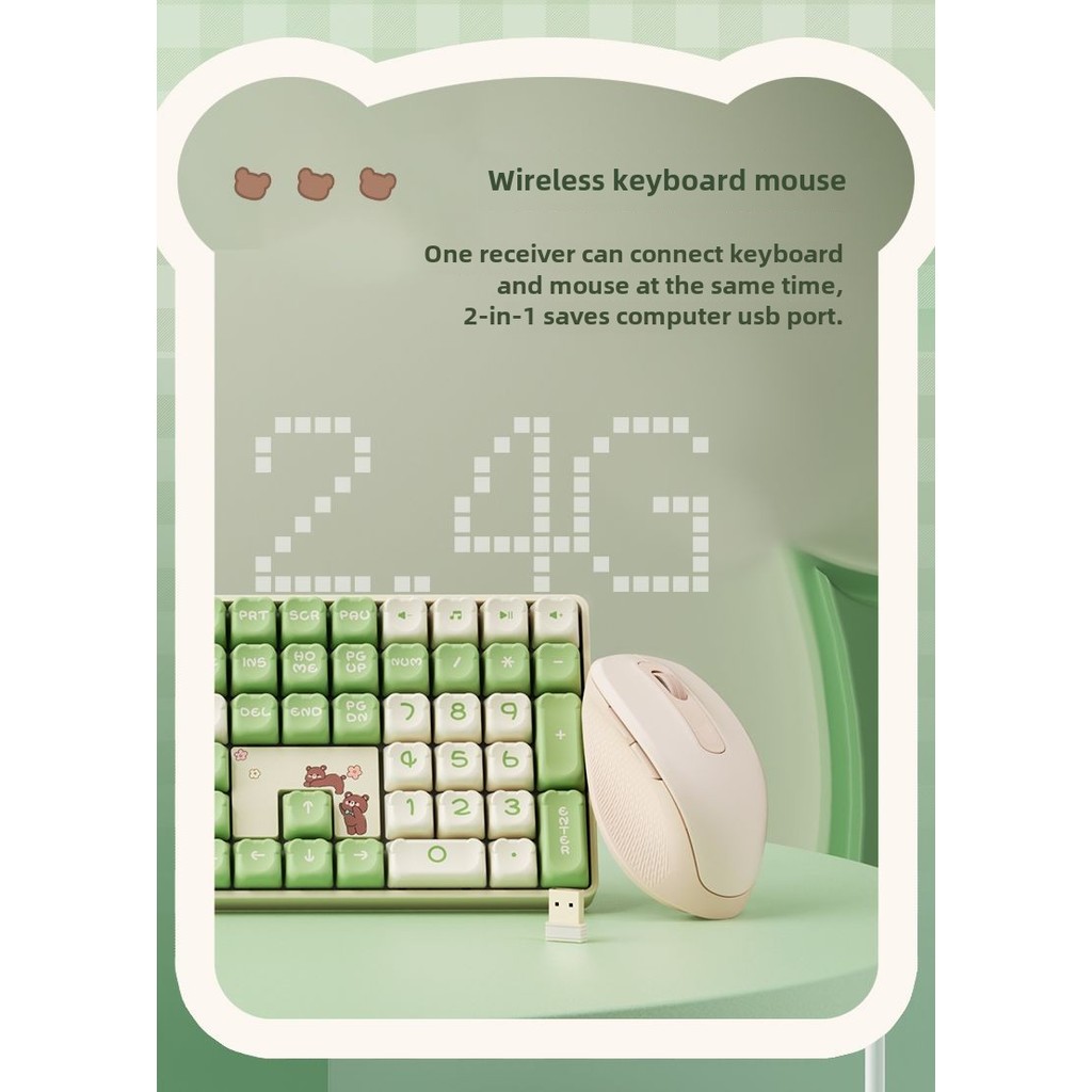 Bear Cute Mechanical Keyboard Girl Office Good-looking Cute 108 Key ...