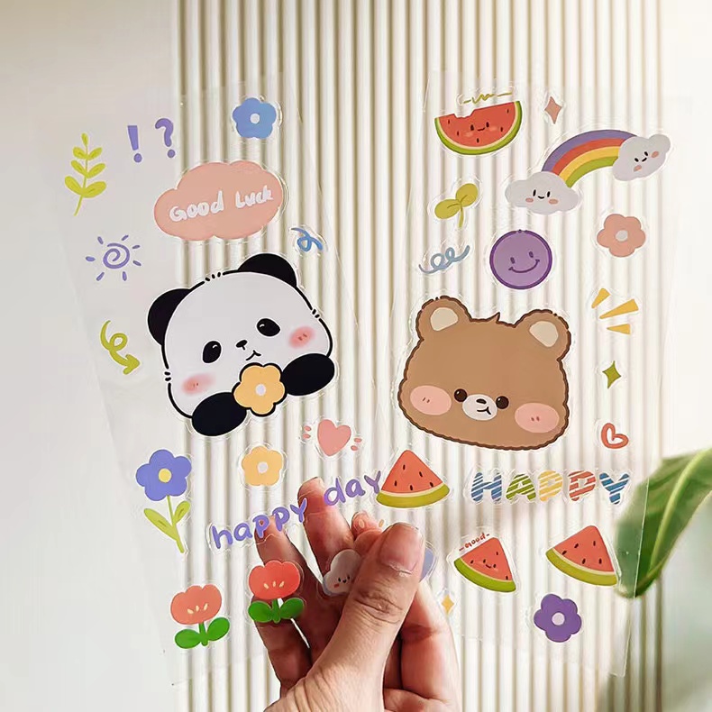 PVC sticker Cute Transparent Die Cut Waterproof Korean Bear Case ...